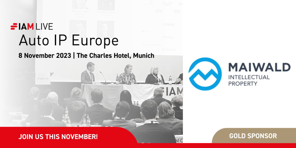 Maiwald @ IAM Live: Auto IP Europe, November 8, 2023 – Maiwald